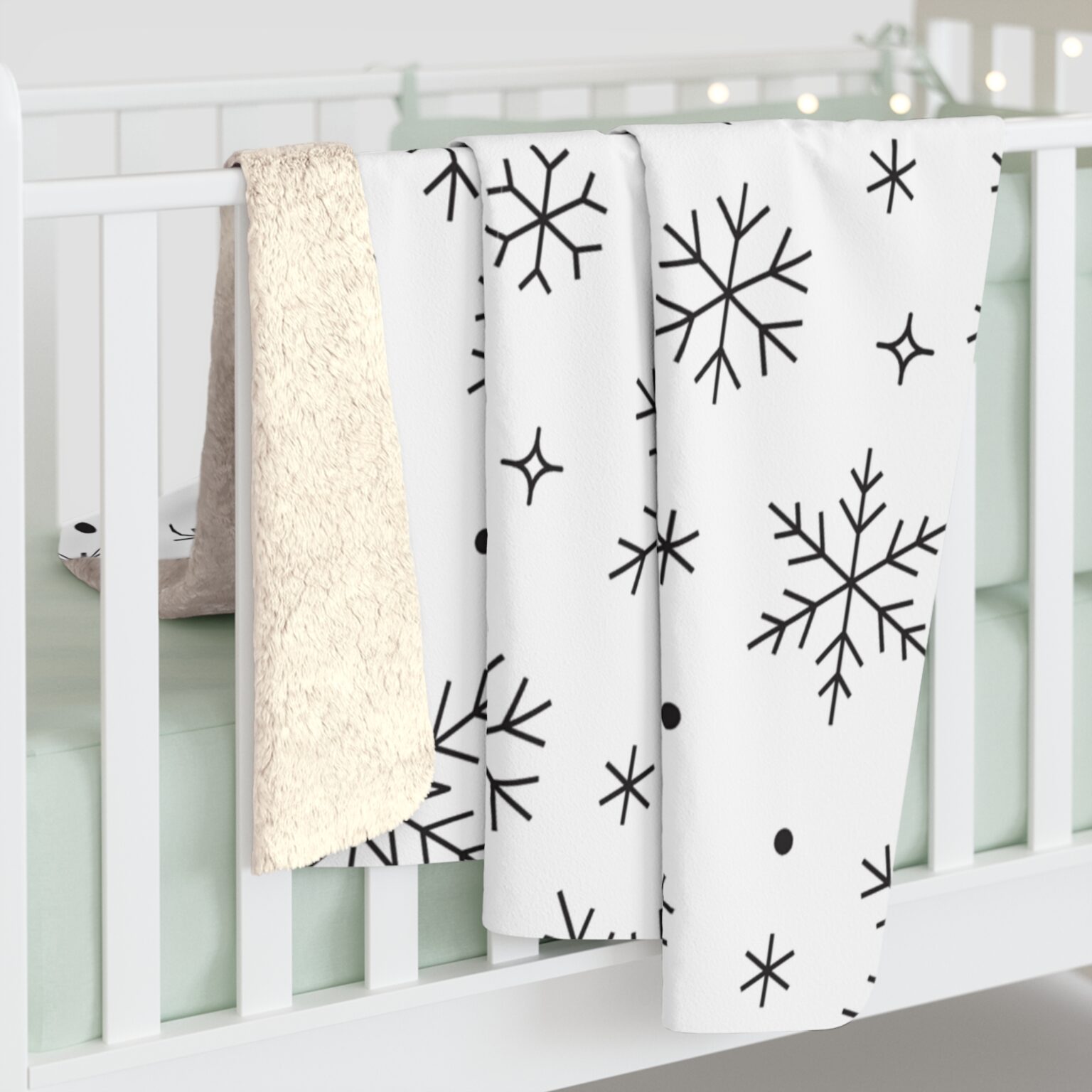 Sherpa Fleece Snow Flake Blanket (White) - Queen of Snow Globes