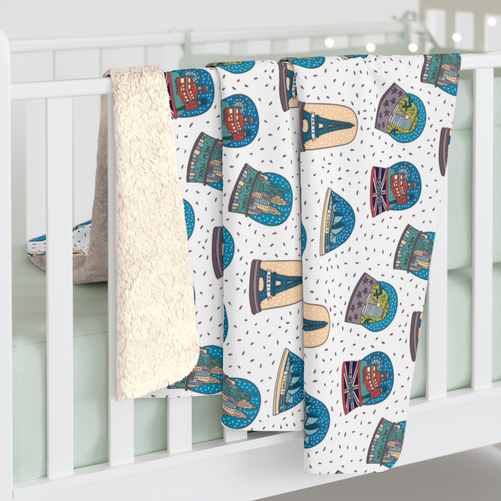 Sherpa Fleece Snow Domes Blanket - Queen of Snow Globes