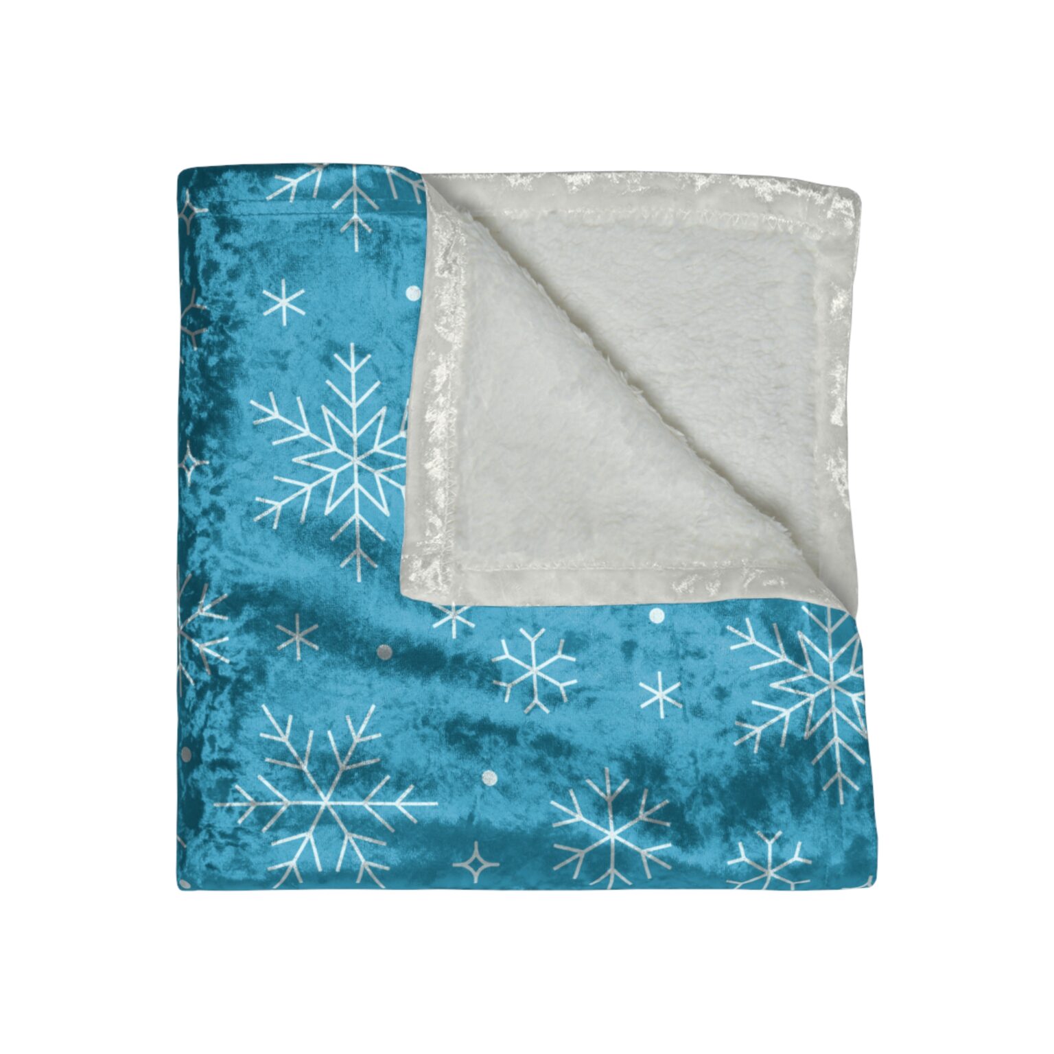 Crushed Velvet Snow Flake Blanket (Turquoise) - Queen of Snow Globes